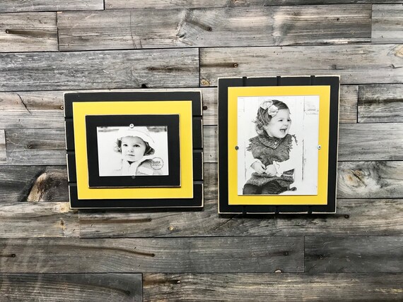 Black. and Yellow picture frame holds 5x7 or | Etsy