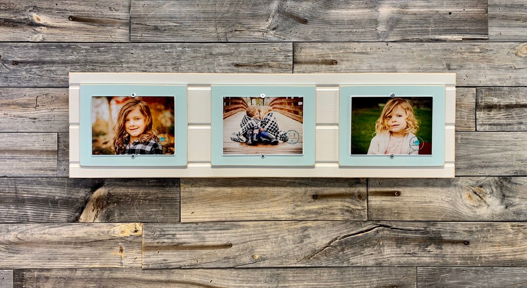 Distressed Wood Picture Frame Triple 5x7, Holds 3 5x7 Photos, Collage ...