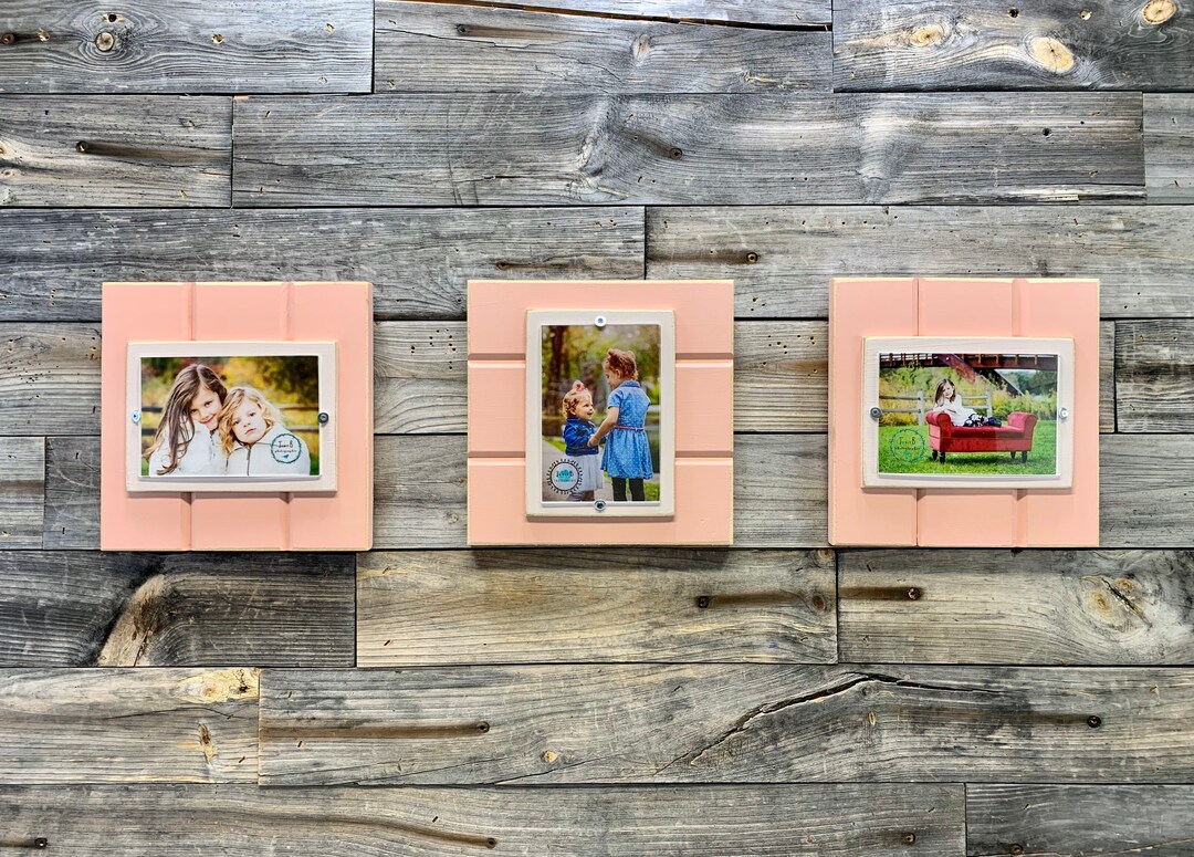 Blush Pink and Light Pink Picture Wood Frame Collage SET OF 3 Holds 4x6 ...