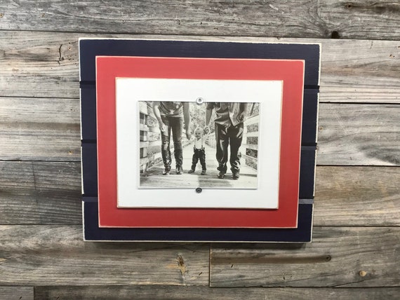 Navy Blue Red and White Picture Frame Holds 5x7 New England | Etsy