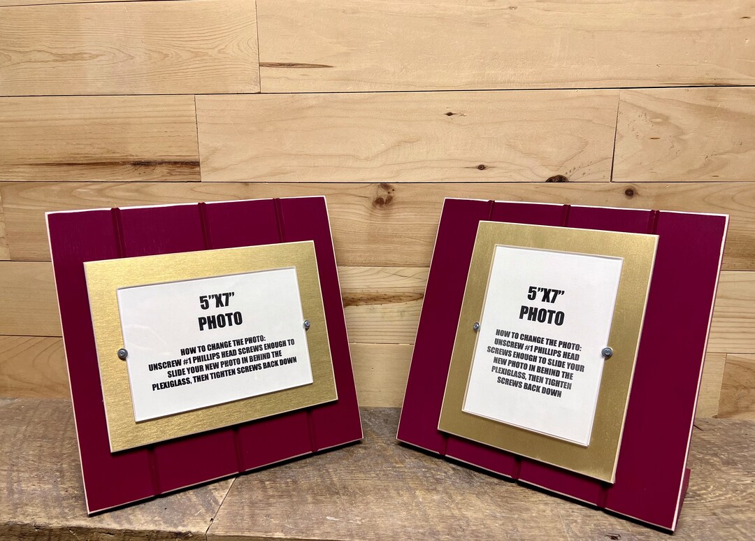 Maroon and Gold Table Top Picture Frame Holds One 5"x7" Photo. Boston ...