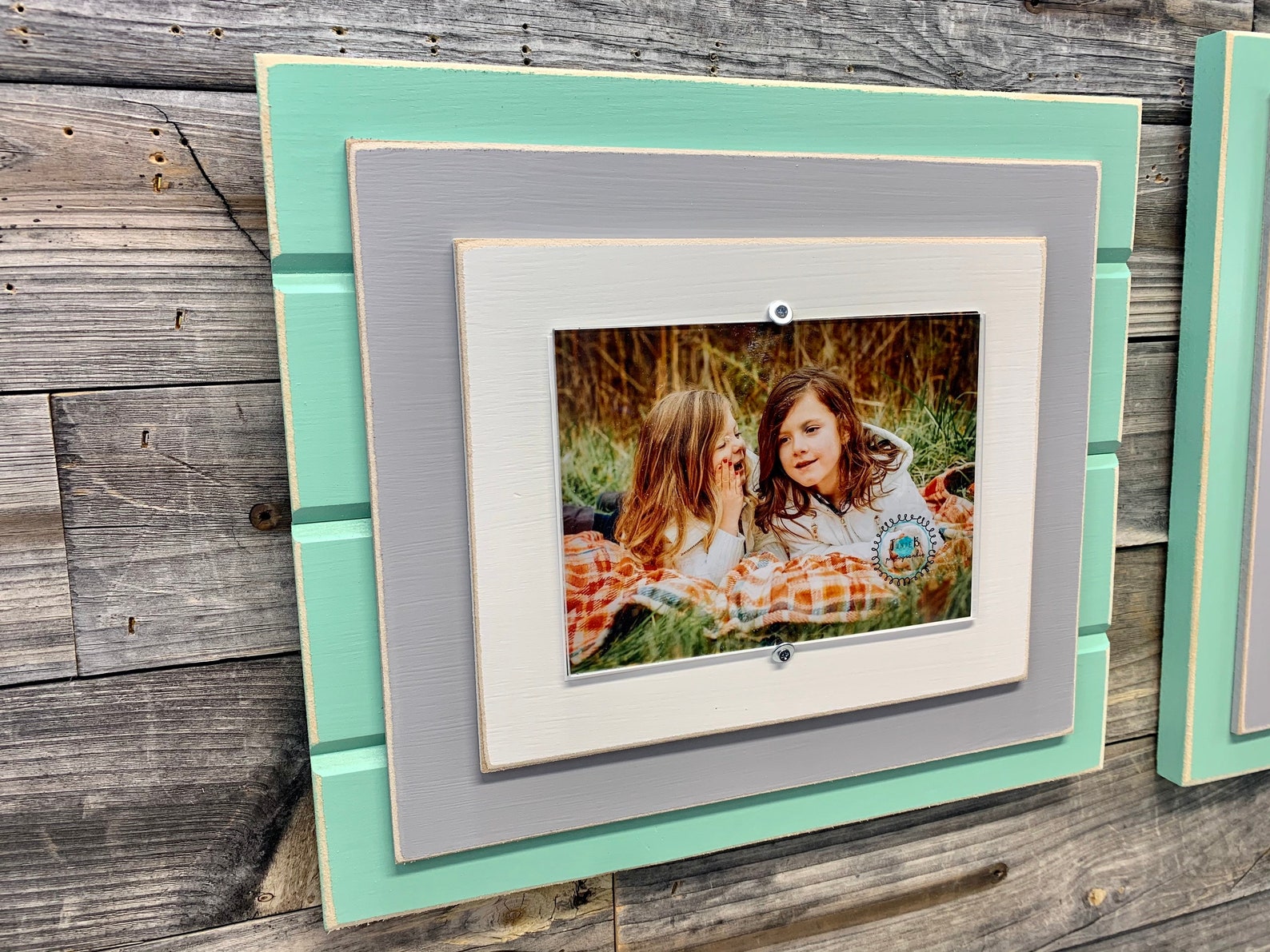Mint Green and Grey Picture Frame Holds 5x7 or | Etsy