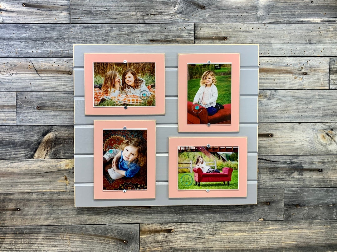Distressed Wood Picture Frame, Quadruple Frame, Collage Frame, Holds 4 ...