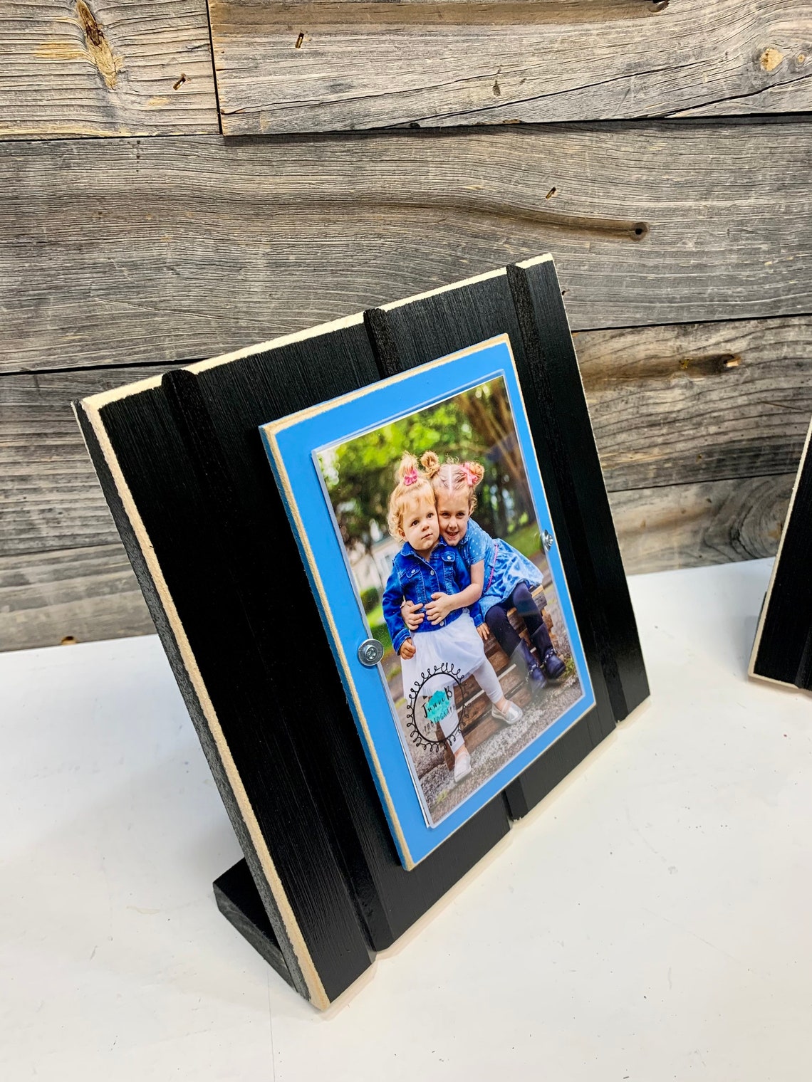 Black and Blue Table Top Picture Frame Holds One 4x - Etsy