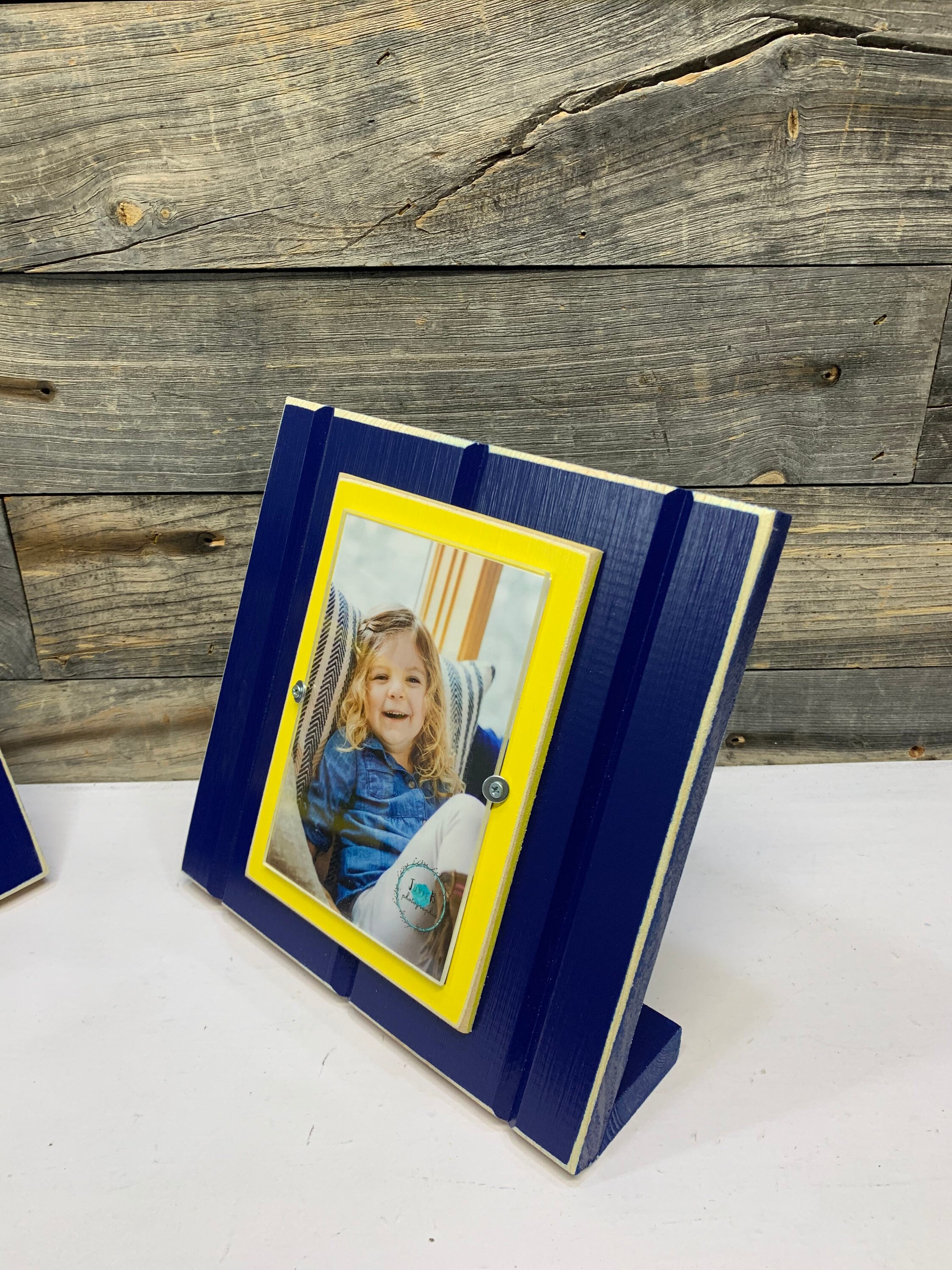 Blue and Yellow Table Top Picture Frame Holds One 4x - Etsy