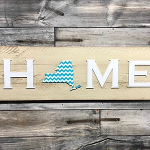 New York HOME Plaque, Sign With Chevron CUSTOMIZABLE - Etsy