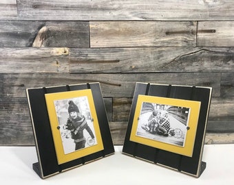 Black and Yellow Table Top Picture Frame Holds One 4x | Etsy