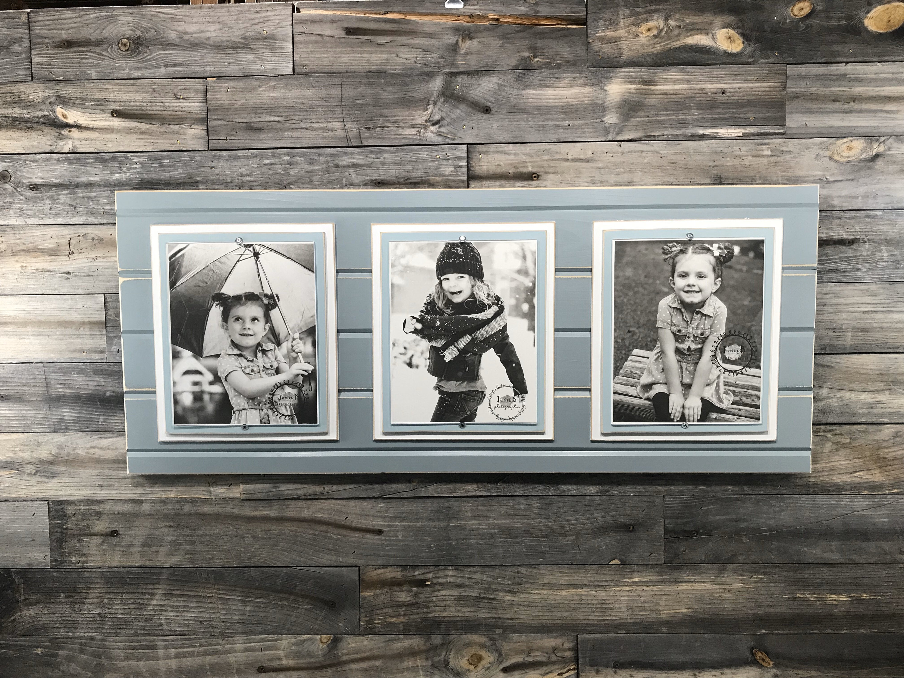 Distressed wood picture frame triple 8x10 double mat collage | Etsy