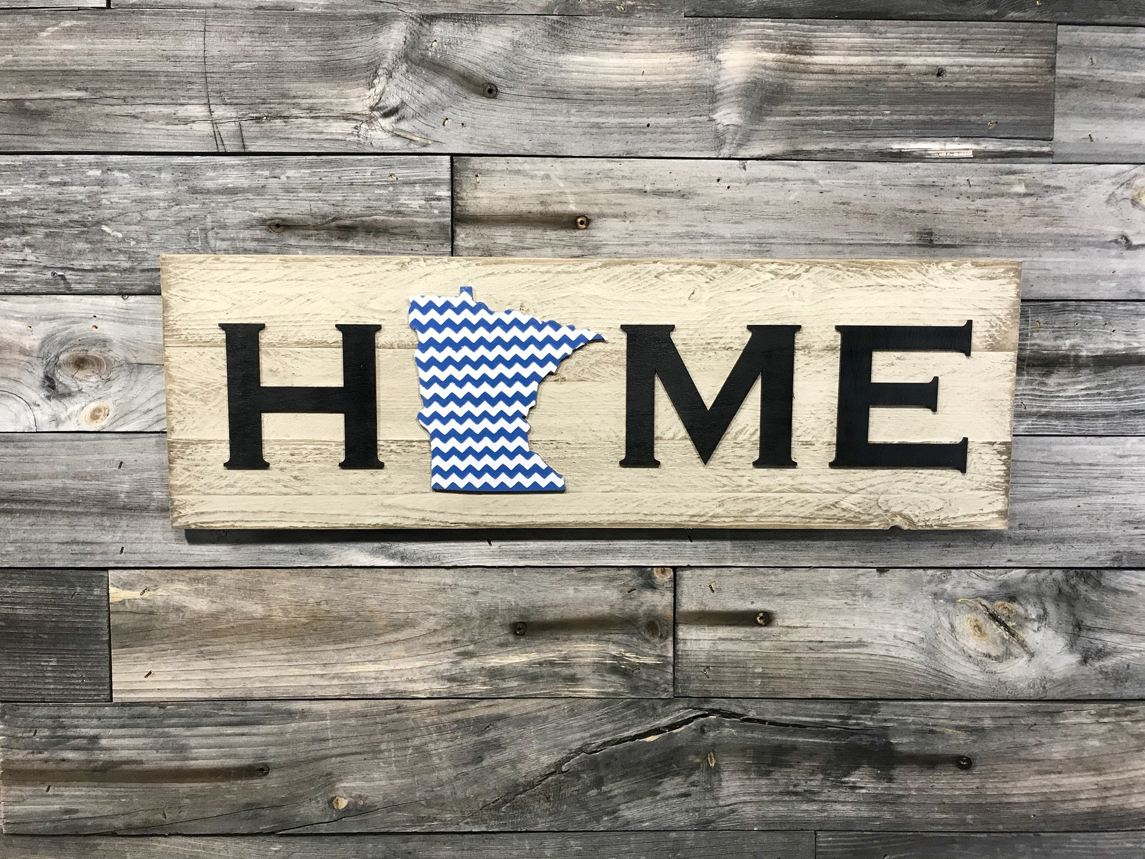 Minnesota HOME Plaque, Sign With Chevron CUSTOMIZABLE - Etsy