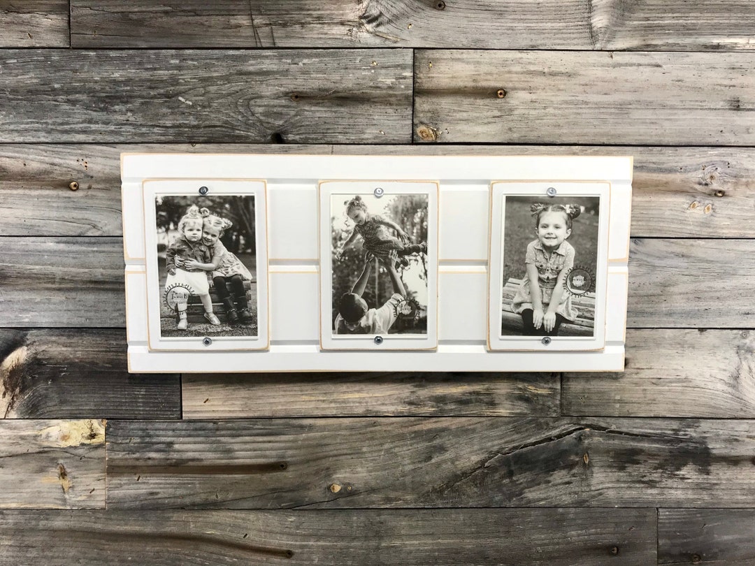 Distressed Wood Collage Picture Frame Triple 4x6 White - Etsy