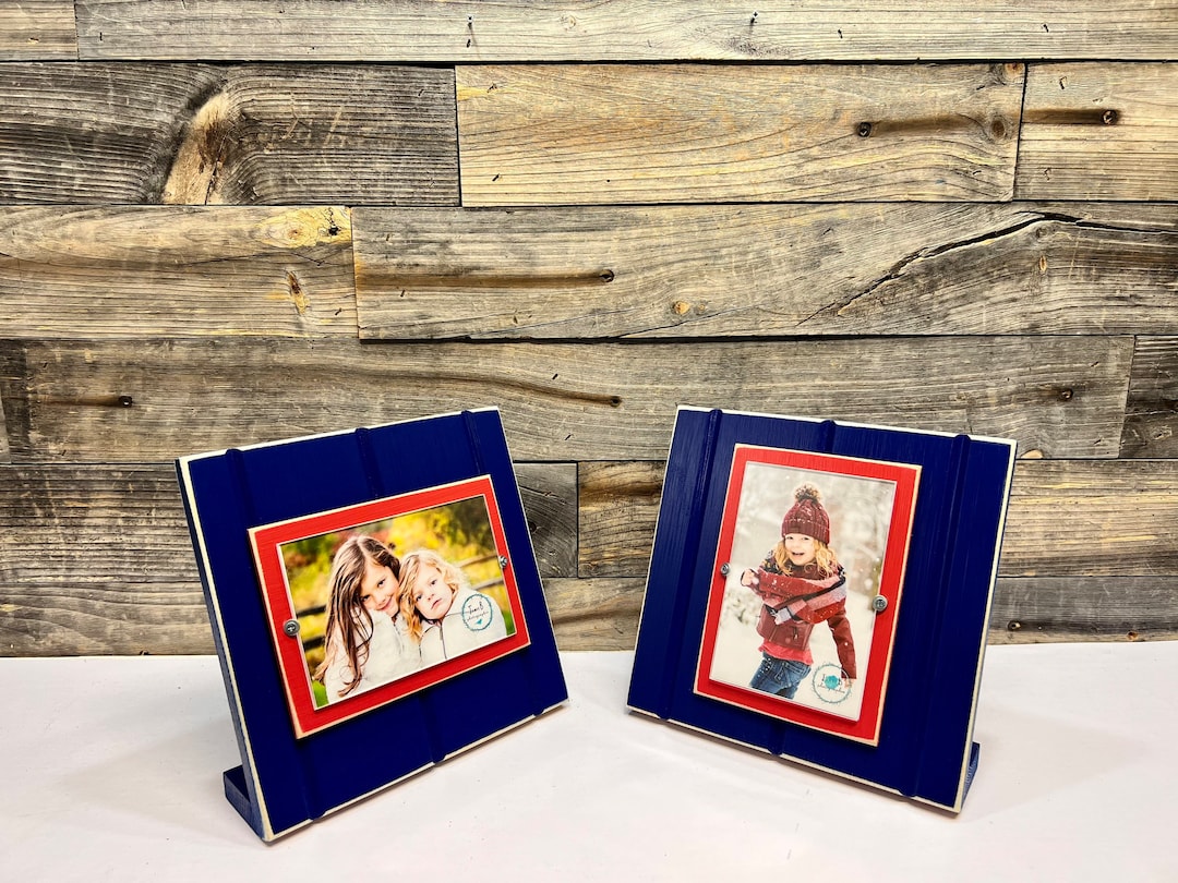 Navy Blue and Red Table Top Picture Frame Holds One 4"x 6" Photo ...