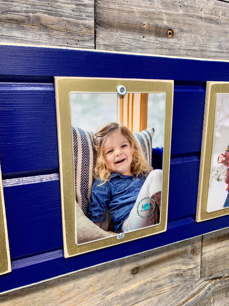 Navy Blue and Gold Picture Quadruple Frame Holds 4 4x - Etsy