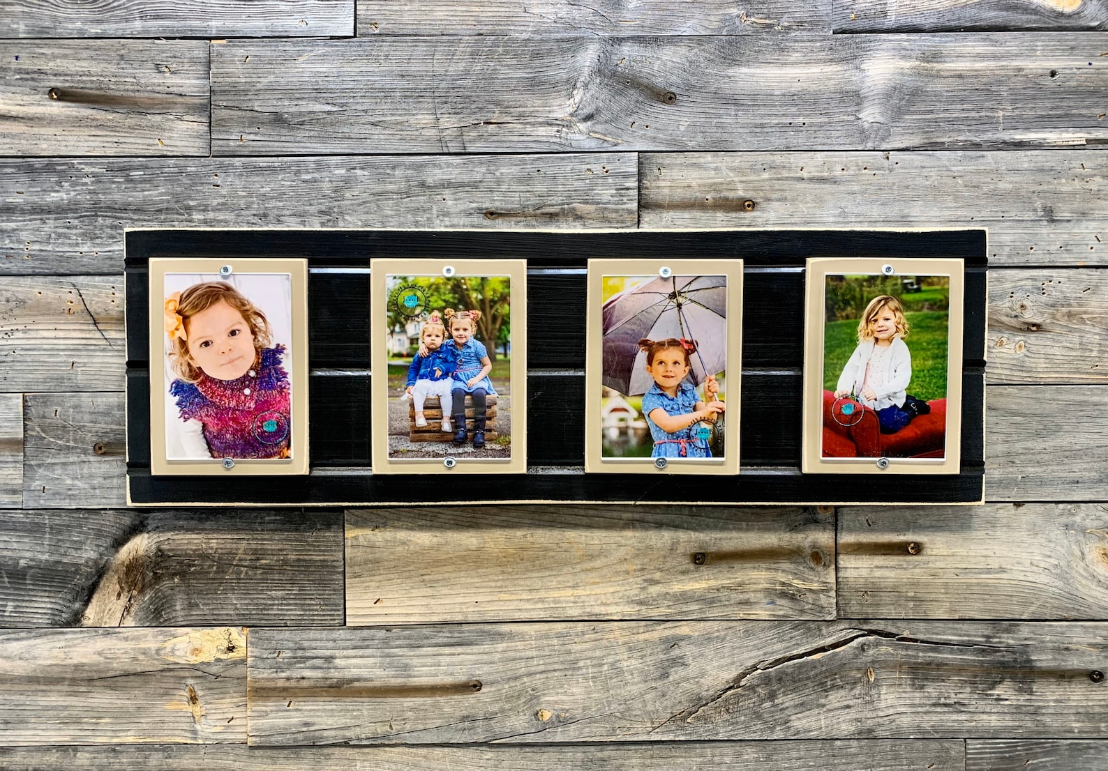 Distressed Wood Picture Frame Quadruple 4x6, Holds 4 4x6 Photos ...