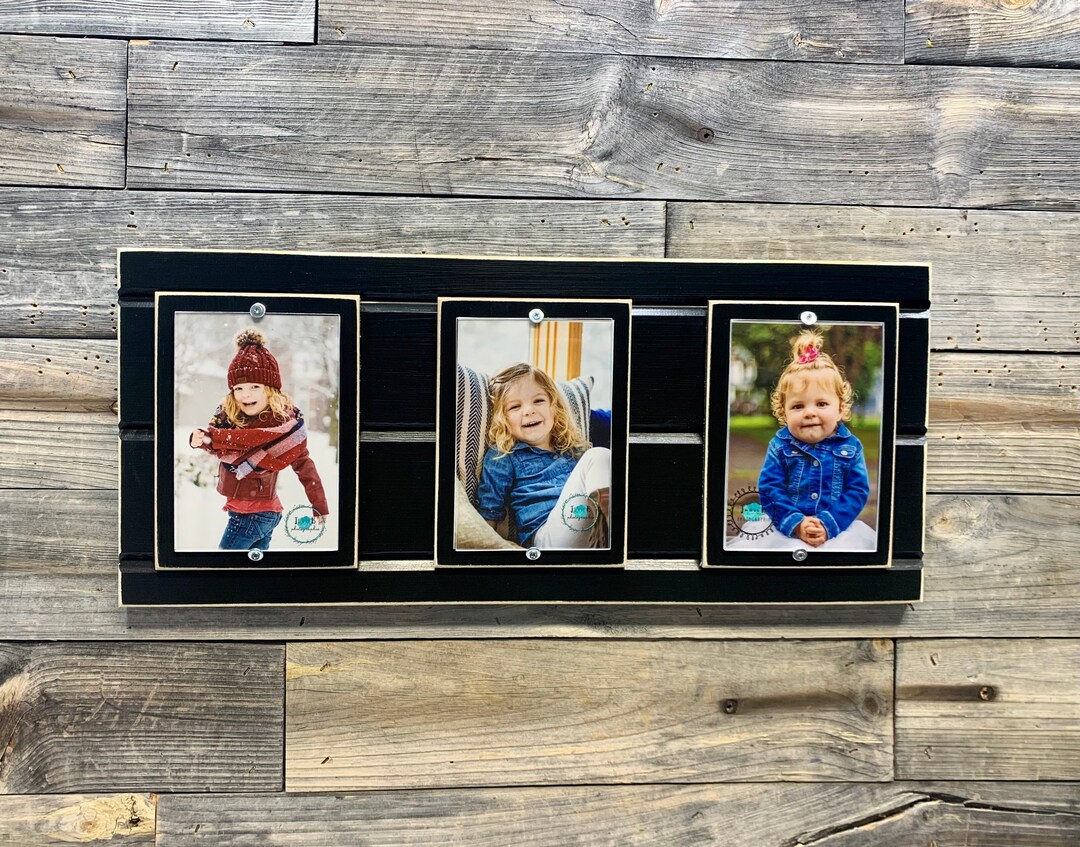 Distressed Wood Collage Picture Frame Triple 4x6 Black - Etsy