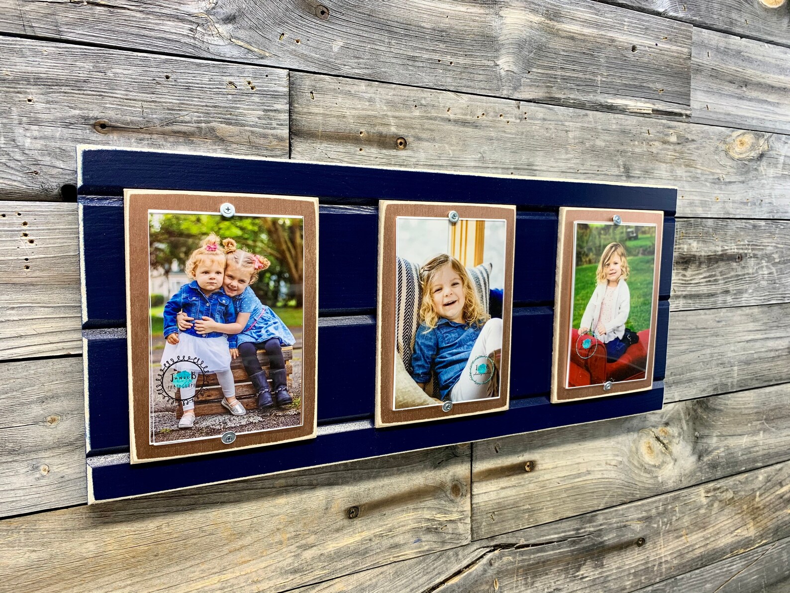 Distressed Wood Collage Picture Frame Triple 4x6 Navy Blue and | Etsy