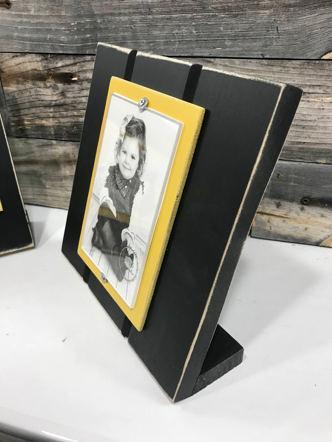Black and yellow table top picture frame holds one 4x | Etsy