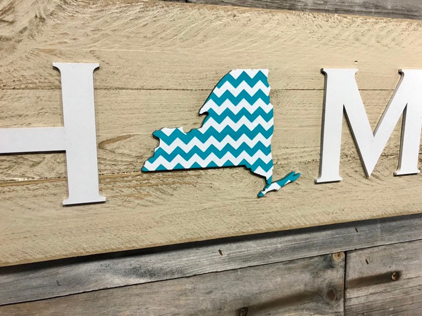 New York HOME Plaque, Sign With Chevron CUSTOMIZABLE - Etsy