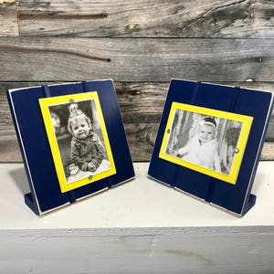 Blue and yellow table top picture frame holds one 4x | Etsy