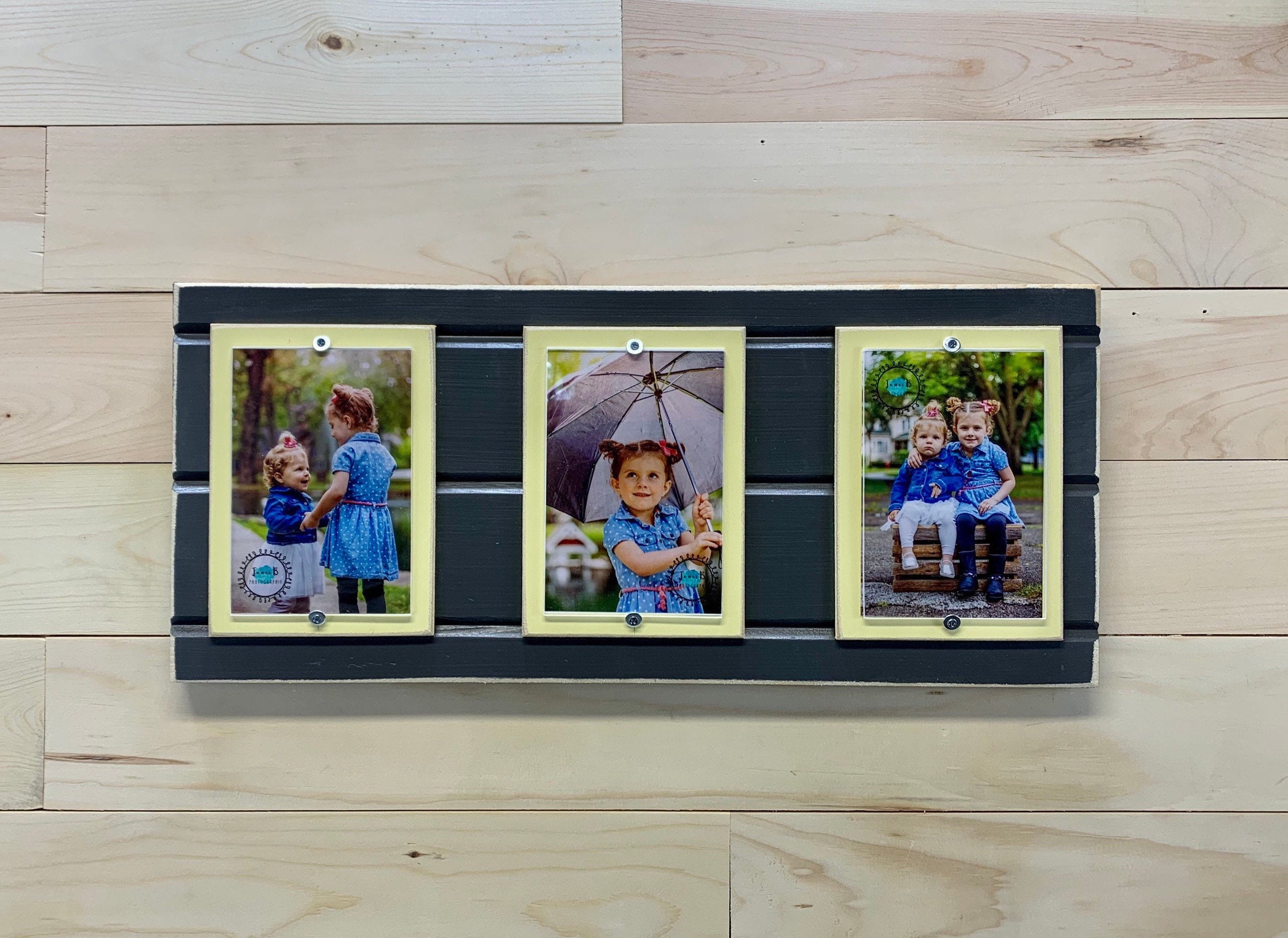 Distressed Wood Collage Picture Frame Triple 4x6 Dark Gray and - Etsy