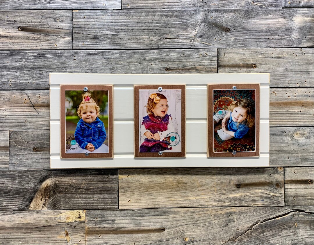 Distressed Wood Collage Picture Frame Triple 4x6 White and Copper - Etsy
