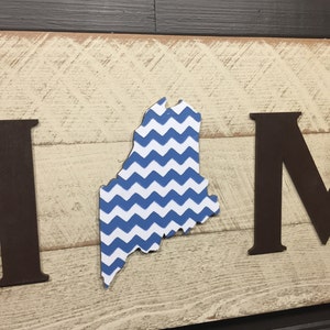 Maine HOME Plaque, Sign With Chevron CUSTOMIZABLE - Etsy