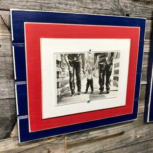 Navy blue and Red picture frame holds 5x7 or | Etsy