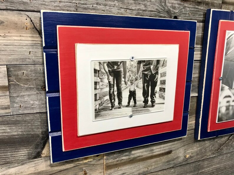 Navy blue and Red picture frame holds 5x7 or | Etsy