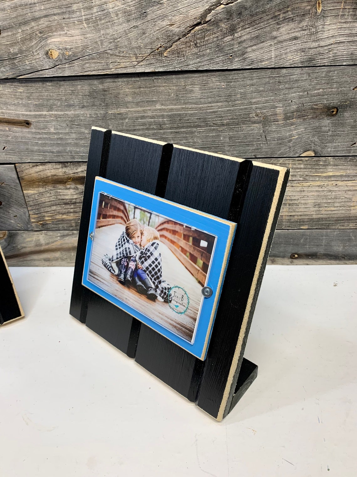 Black and Blue Table Top Picture Frame Holds One 4x - Etsy
