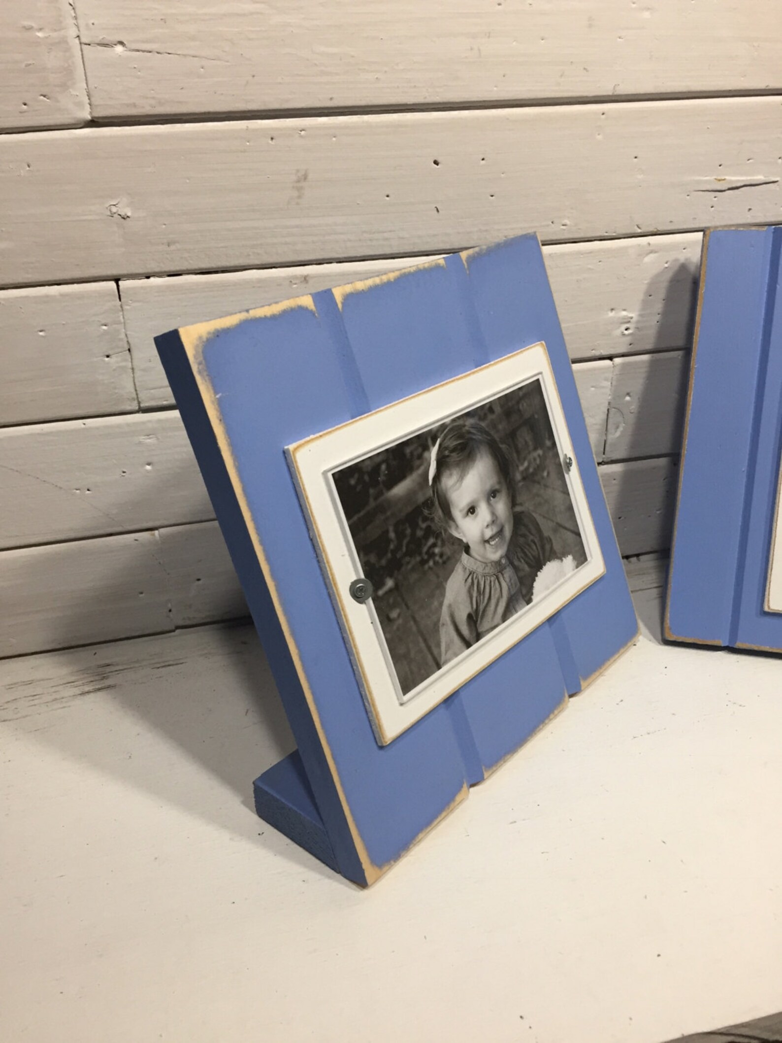 Blue and White Table Top Picture Frame Holds One 4x - Etsy