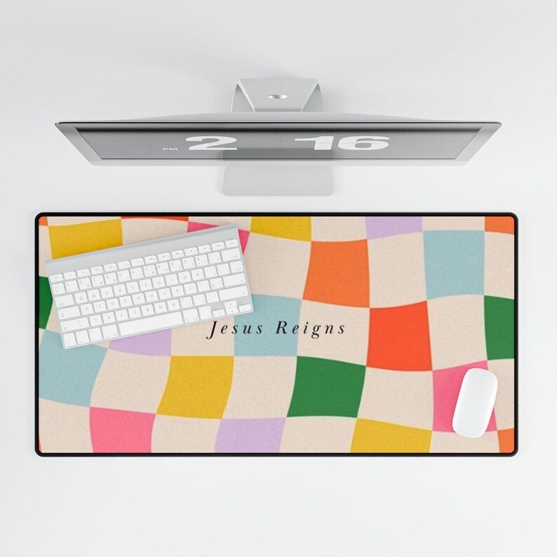 Colorful Christian Desk Mat: Jesus Reigns, Office Decor, Gift for ...