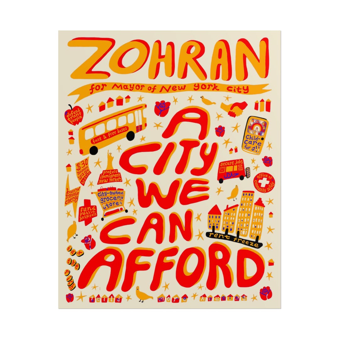 Zohran Mamdani NYC Mayor Poster, Progressive Democrats - Etsy