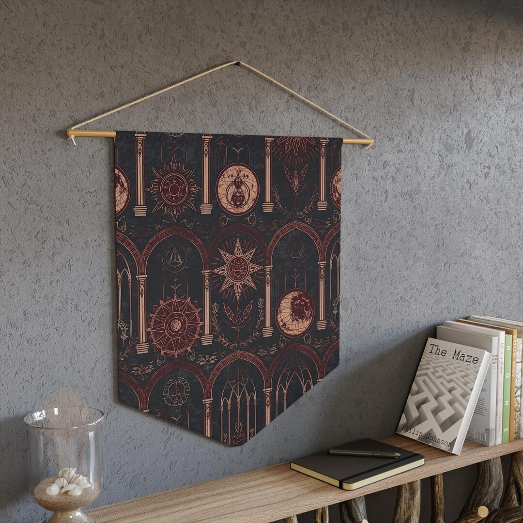 Dark Academia Gothic Pennant, Celestial Wall Hanging, Sun & Moon ...