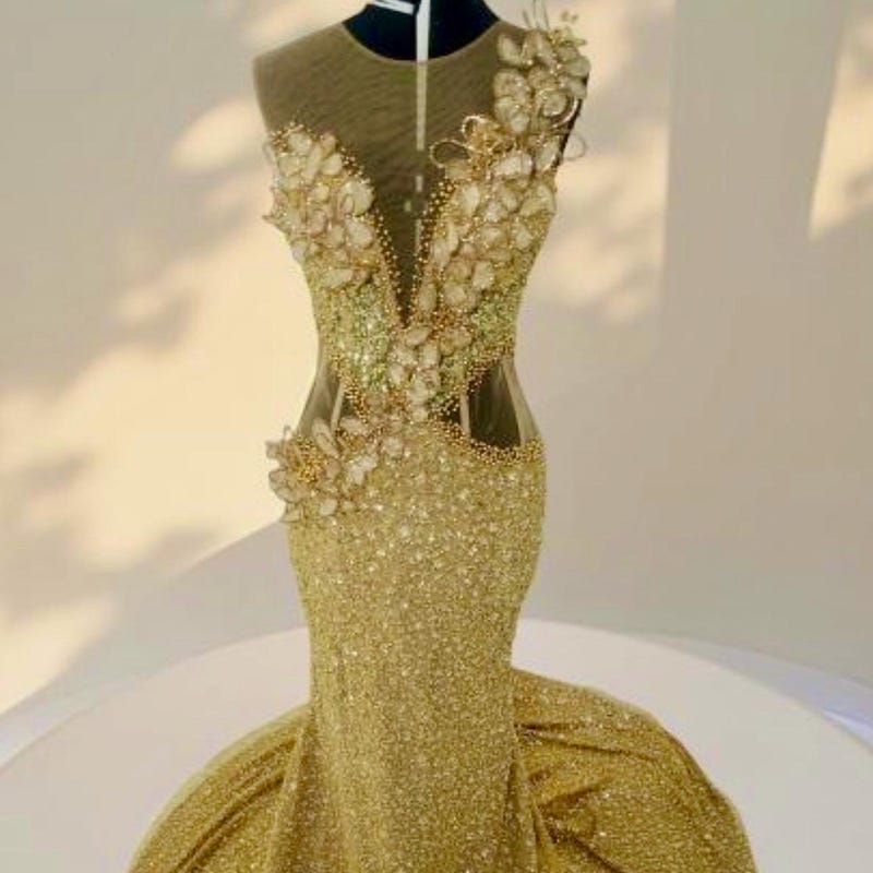 Gold Prom Dress - Etsy