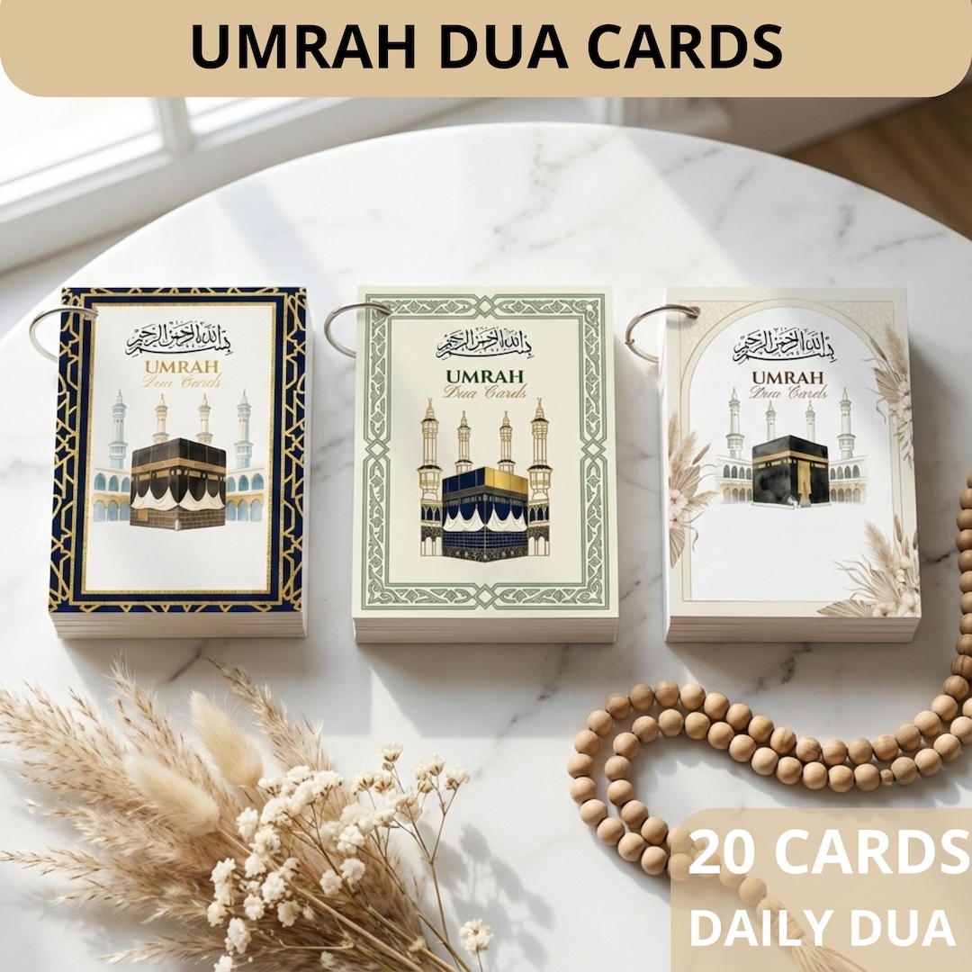 20 Umrah Dua Cards Printable Bundle (3 Styles) | Umrah Flashcards ...