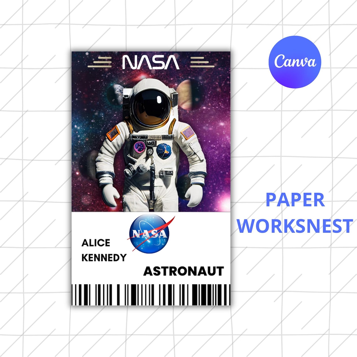 NASA Astronaut ID Badge Template, Printable Name Badge for Cosplay ...