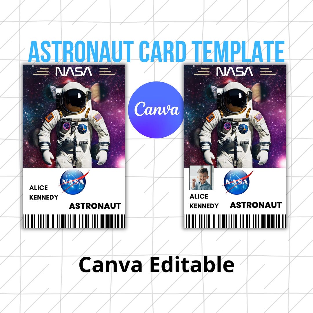 NASA Astronaut ID Badge Template, Printable Name Badge for Cosplay Costume, Outer Space Party ...