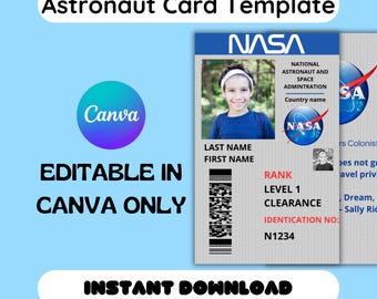 NASA Astronaut ID Badge Template | Space Name Tag | Cosplay Prop ...