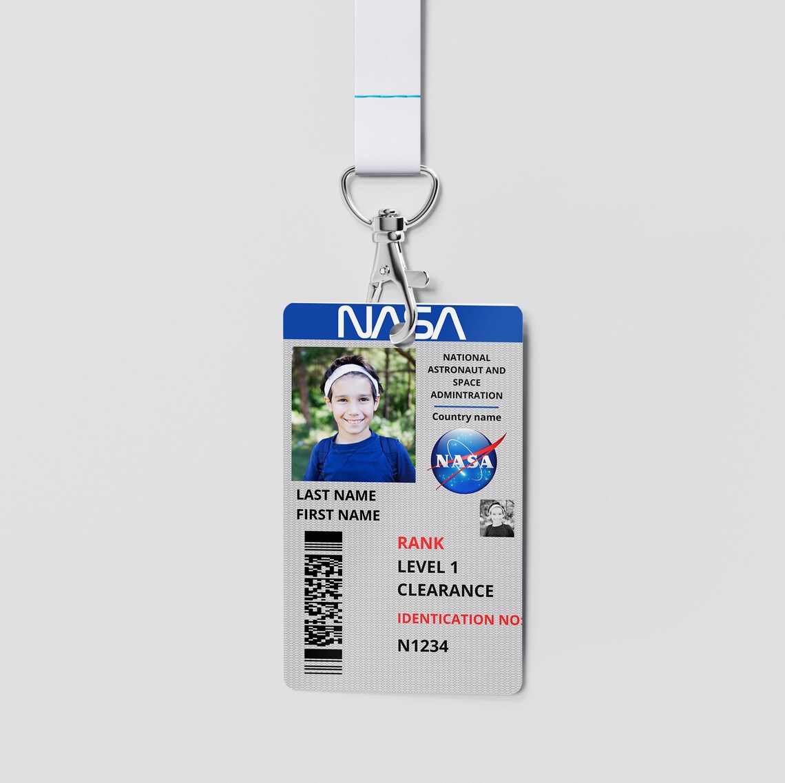 NASA Astronaut ID Badge Template | Space Name Tag | Cosplay Prop | Printable Outer Space Party ...