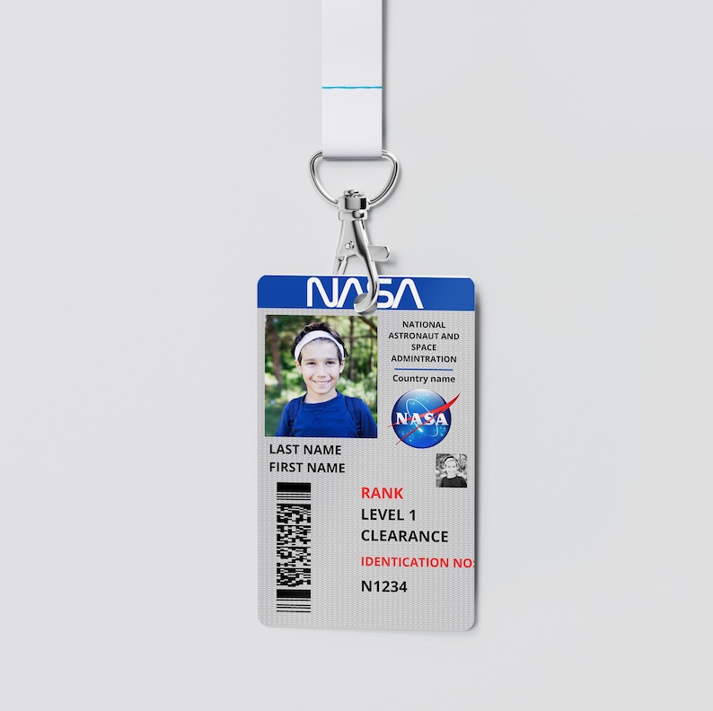 NASA Astronaut ID Badge Template | Space Name Tag | Cosplay Prop ...