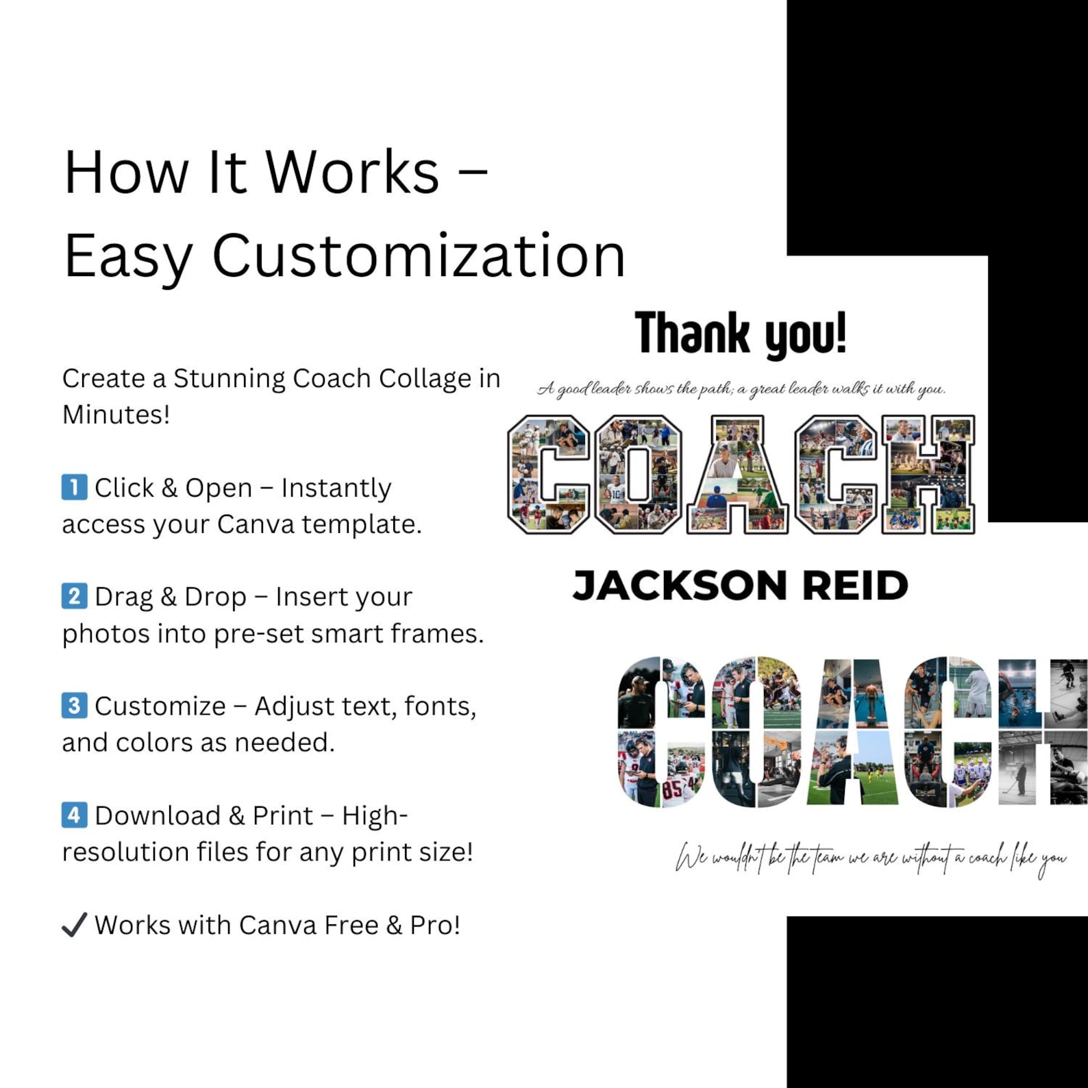 Coach Photo Collage Canva Template | Personalized Coach Gift | Editable ...