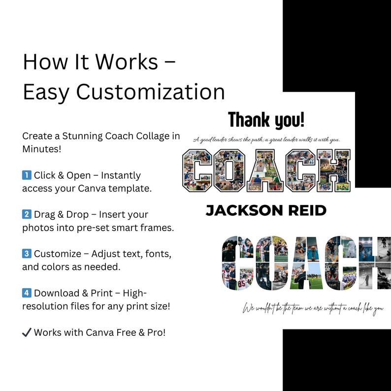 Coach Photo Collage Canva Template | Personalized Coach Gift | Editable ...