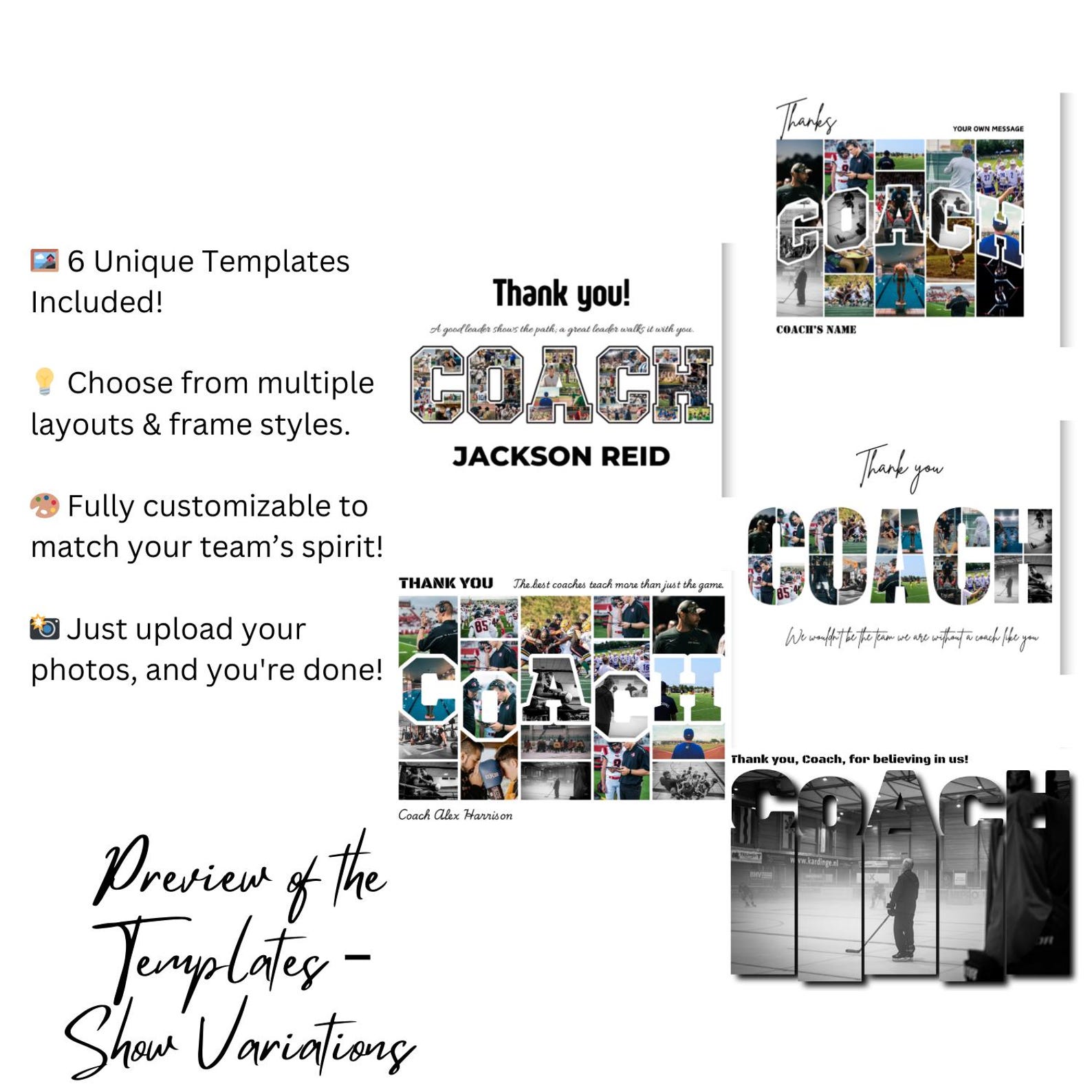 Coach Photo Collage Canva Template | Personalized Coach Gift | Editable ...