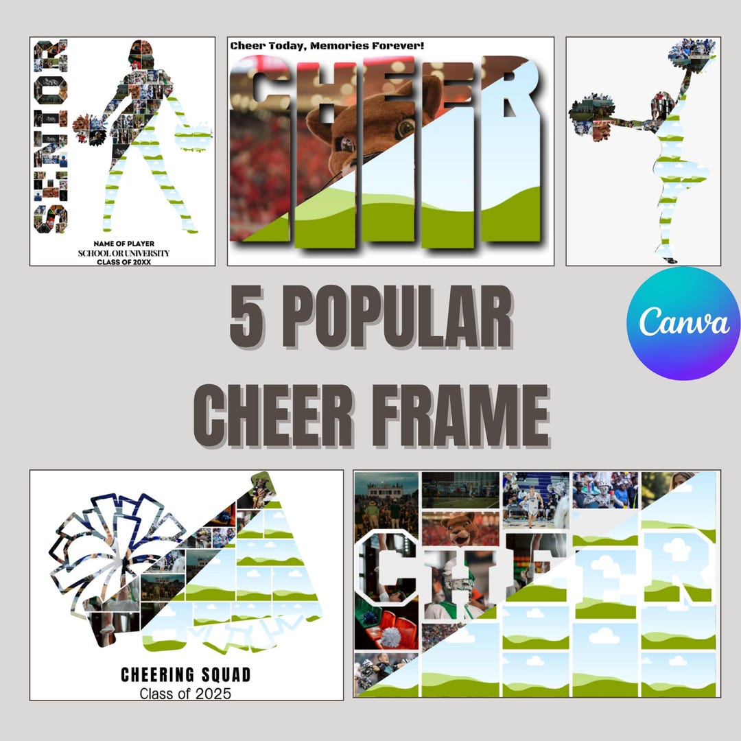 Cheerleader Photo Collage Canva Template, Editable Custom Cheerleading ...