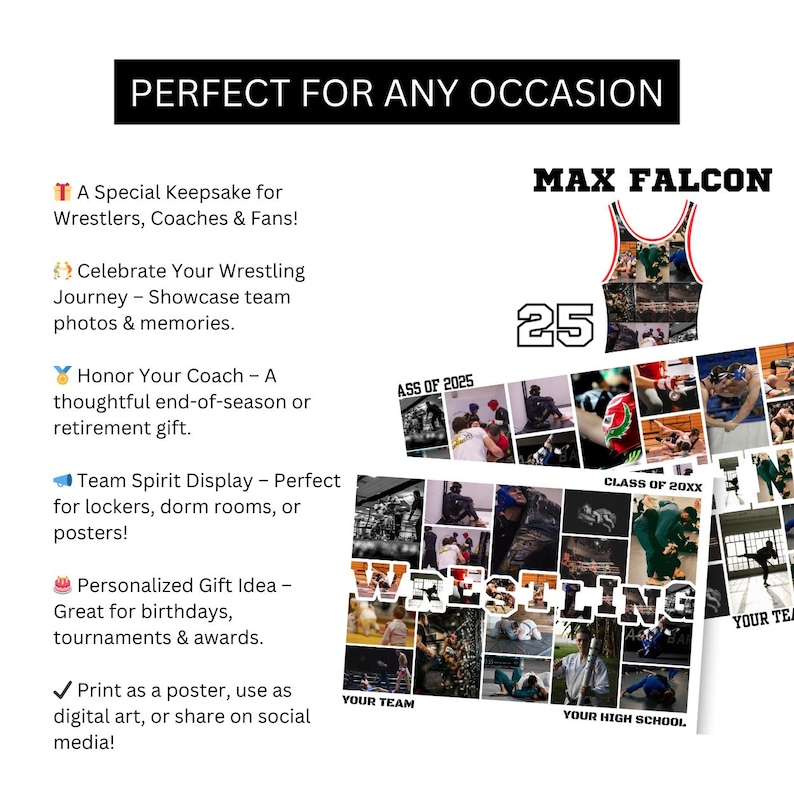 Custom Wrestling Singlet Photo Collage Canva Template – Editable ...