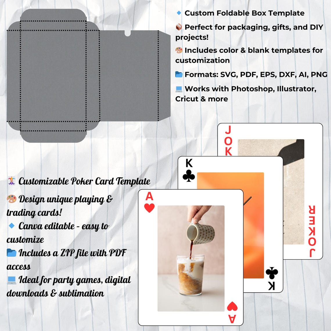 Playing Card Box Template, Poker Card Box Template, Blank Tuck Box, DIY ...