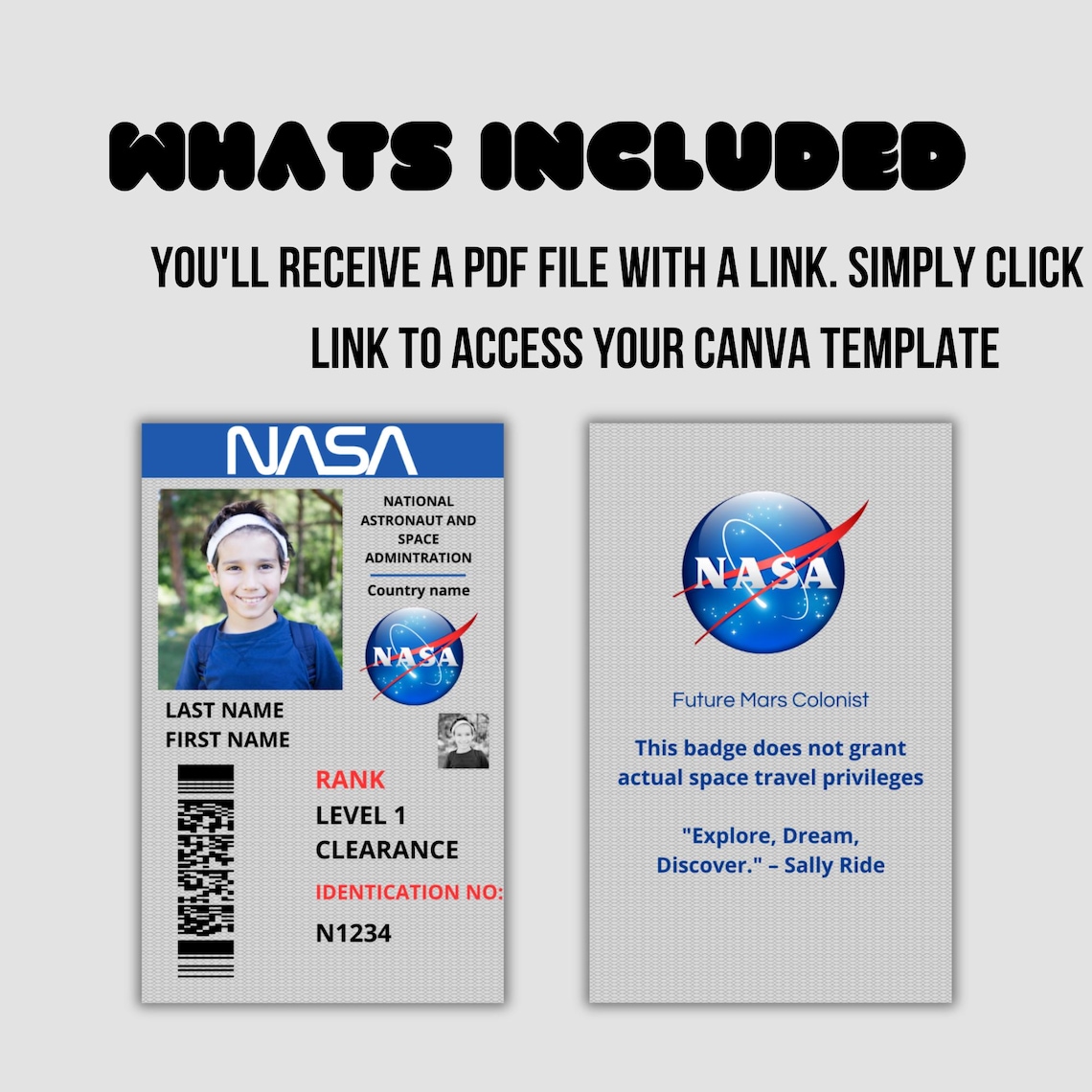 NASA Astronaut ID Badge Template | Space Name Tag | Cosplay Prop ...