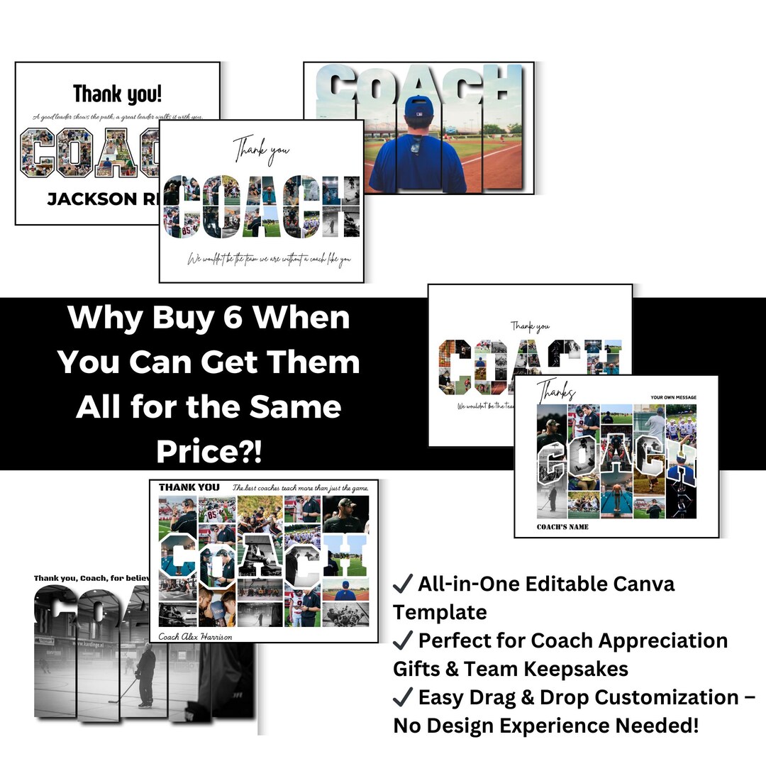 Modèle de toile de collage de photos d'entraîneur | Cadeau personnalisé ...