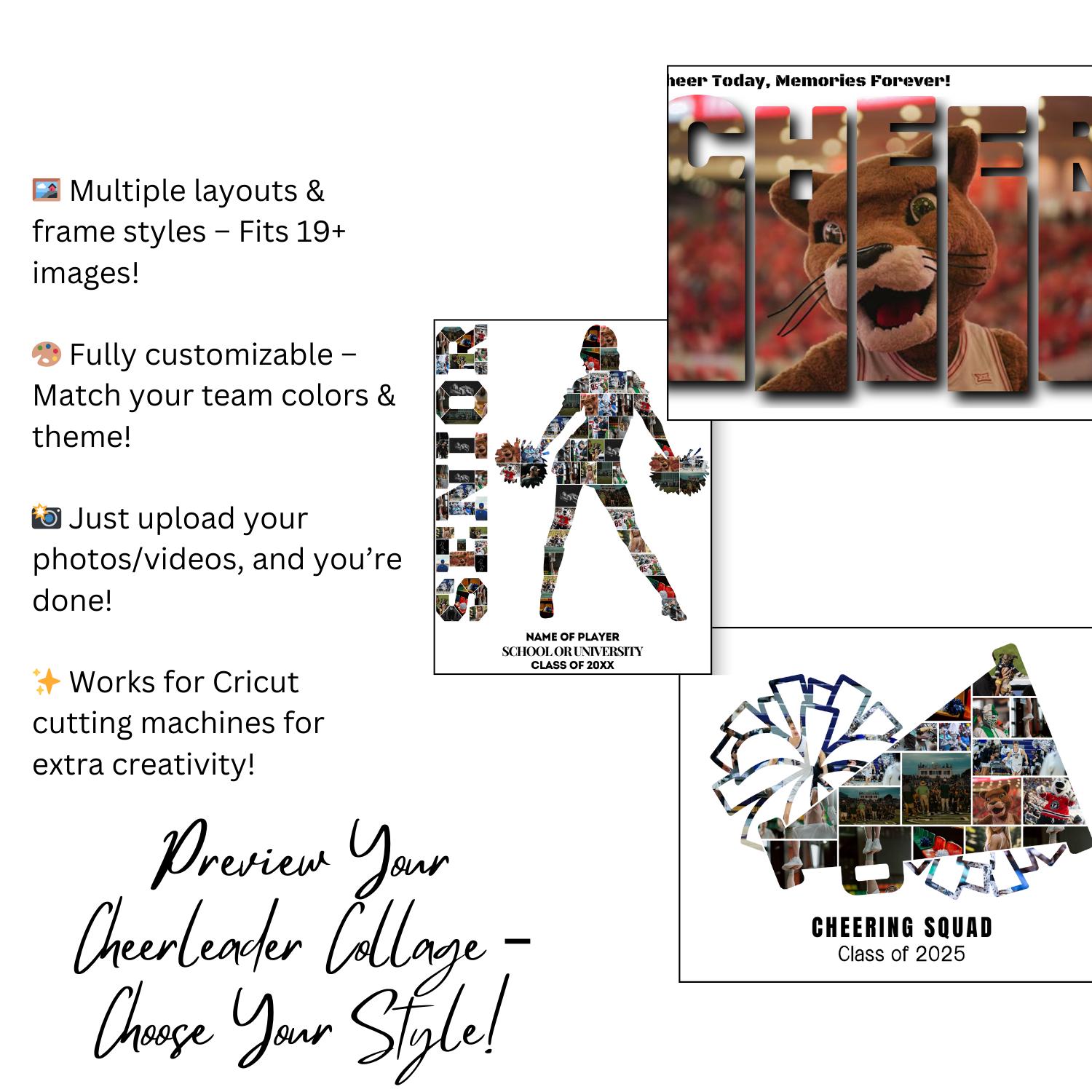 Cheerleader Photo Collage Canva Template, Editable Custom Cheerleading ...