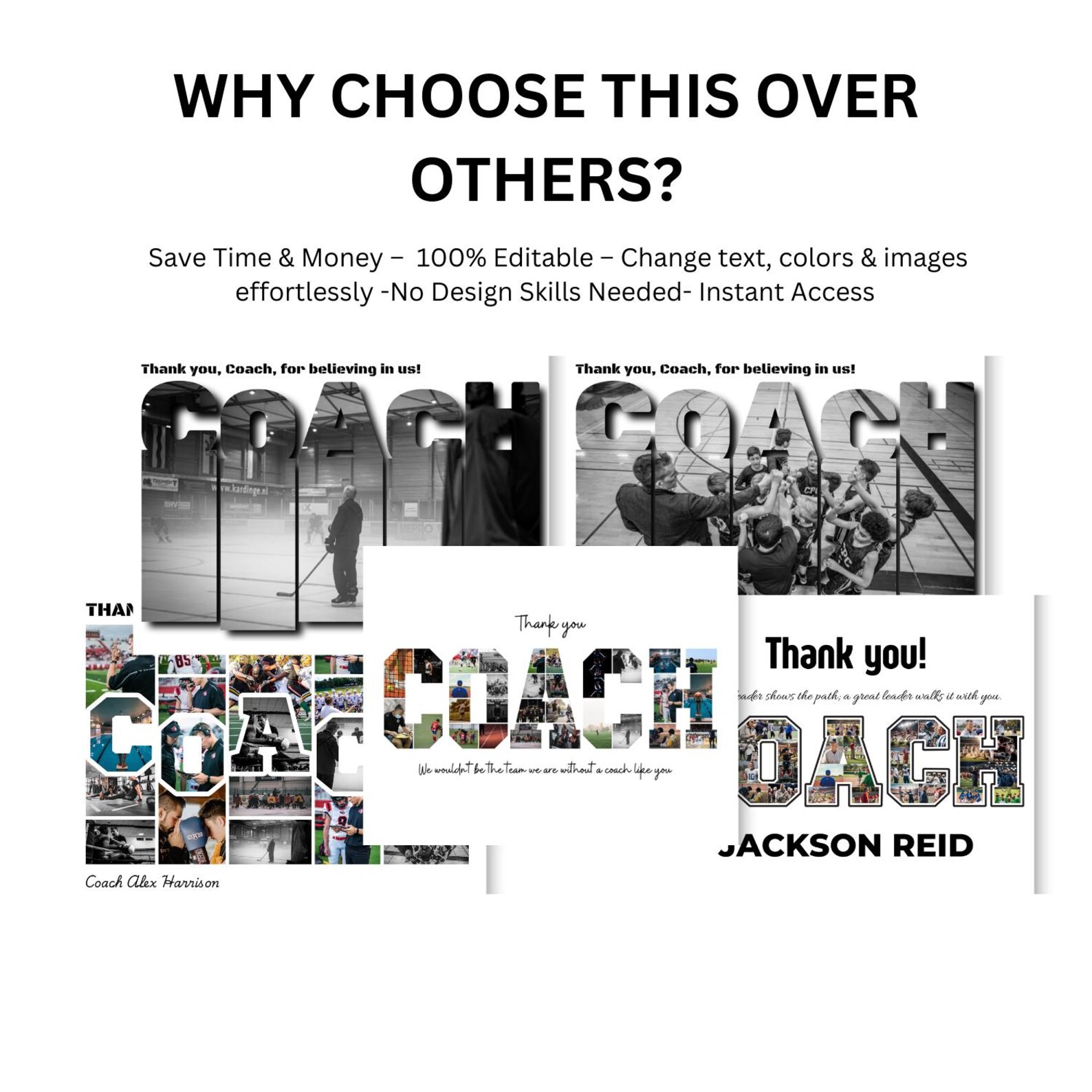 Coach Photo Collage Canva Template | Personalized Coach Gift | Editable ...