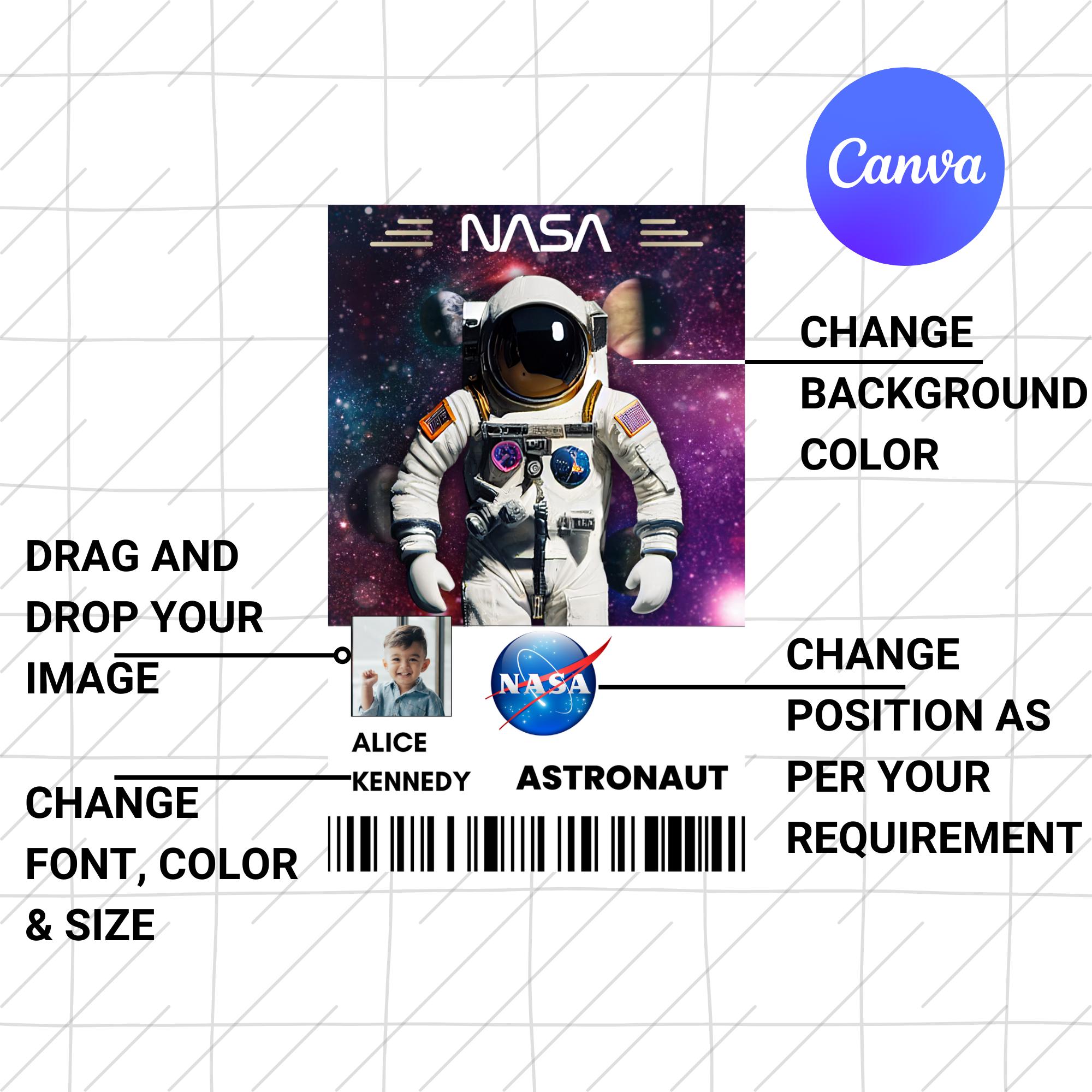 NASA Astronaut ID Badge Template, Printable Name Badge for Cosplay ...
